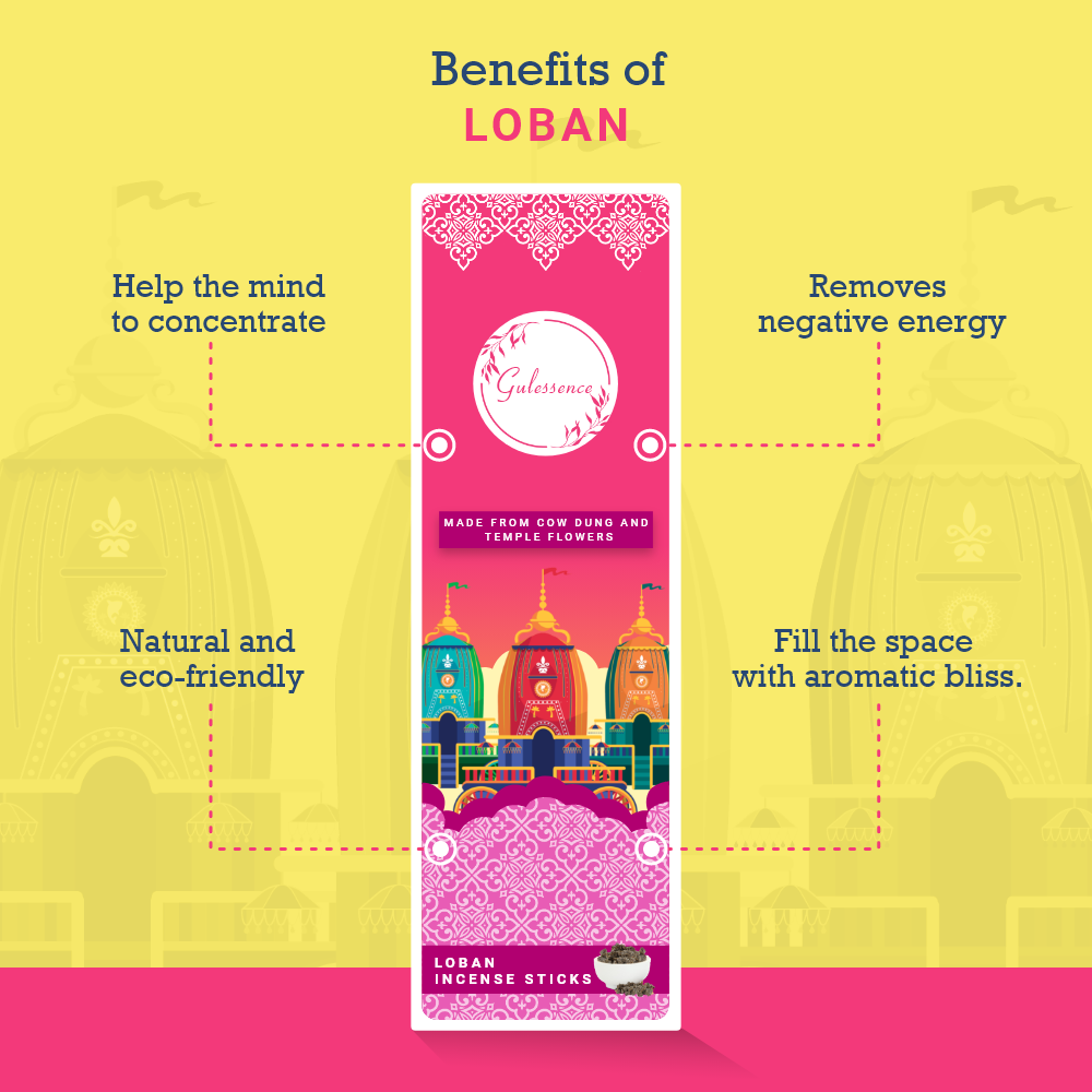 Loban Incense Sticks | Made from Cow dung & Temple Flower | Gulessence