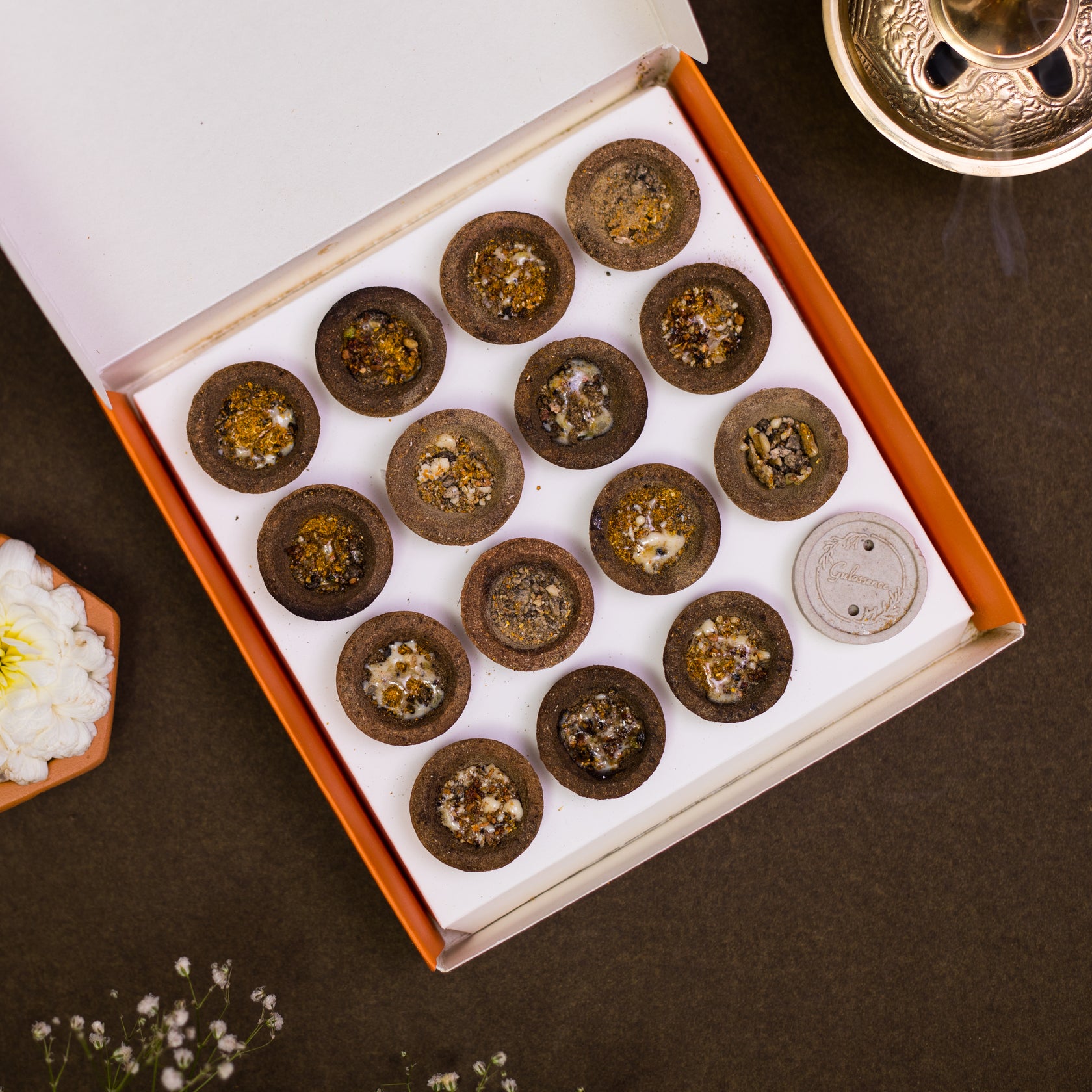 Sandalwood Havan Cups | Made from Cow dung & Temple Flower |Gulessence